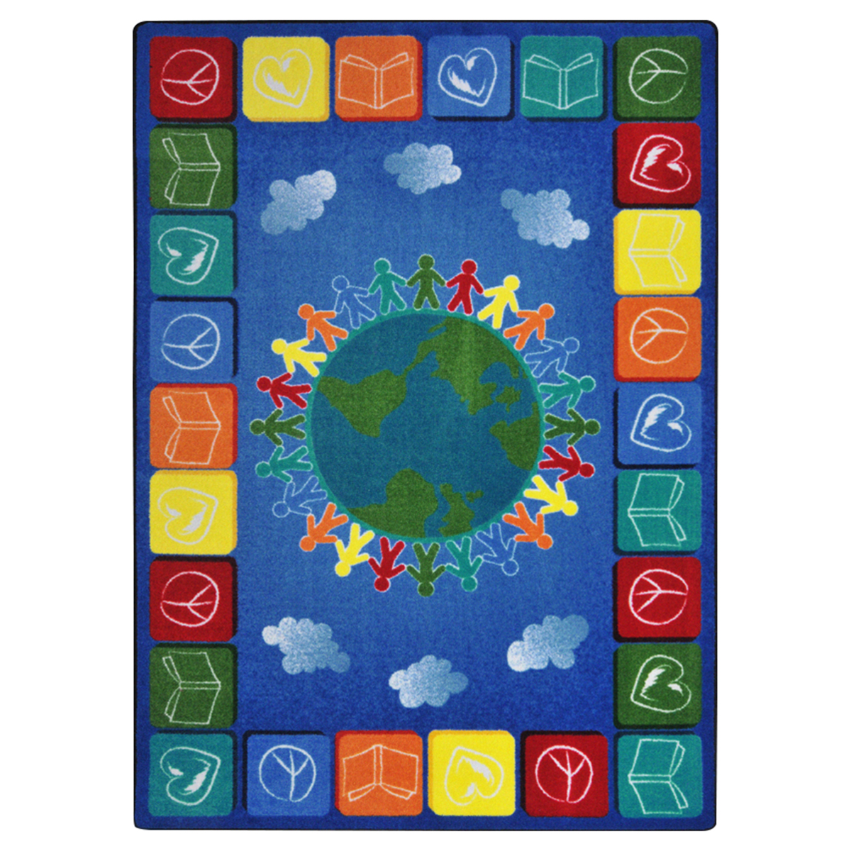 Peace Love Books Rug - Rectangle - 5' 4"W x 7' 8"L | Schools In