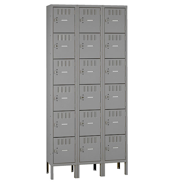 Steel 6-Tier Box Locker with Legs - Three Wide - 36"W x 15"D x 78"H ...