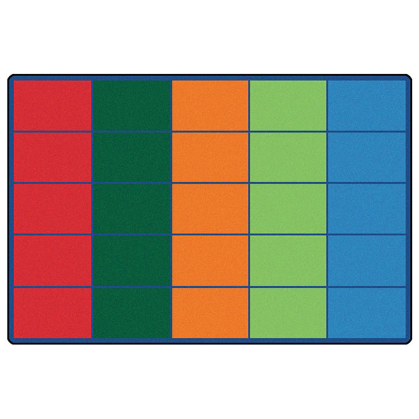 Colorful Rows Seating Rug - 25 Squares - 6'W x 9'L | Schools In