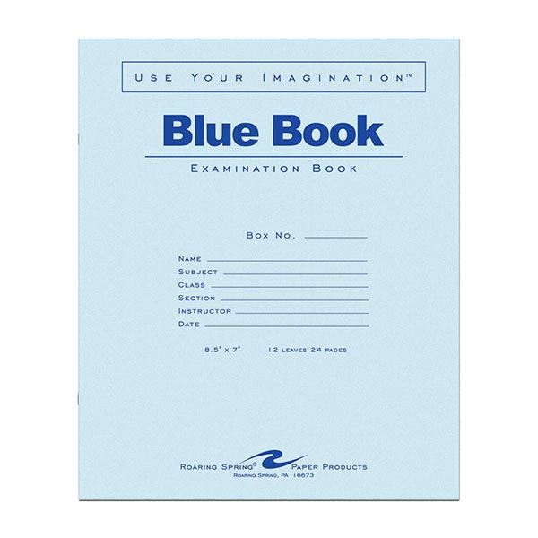Blue Book Exam Book - Wide Ruled - 8 1/2" x 7" - 12 Sheets/24 Pages ...
