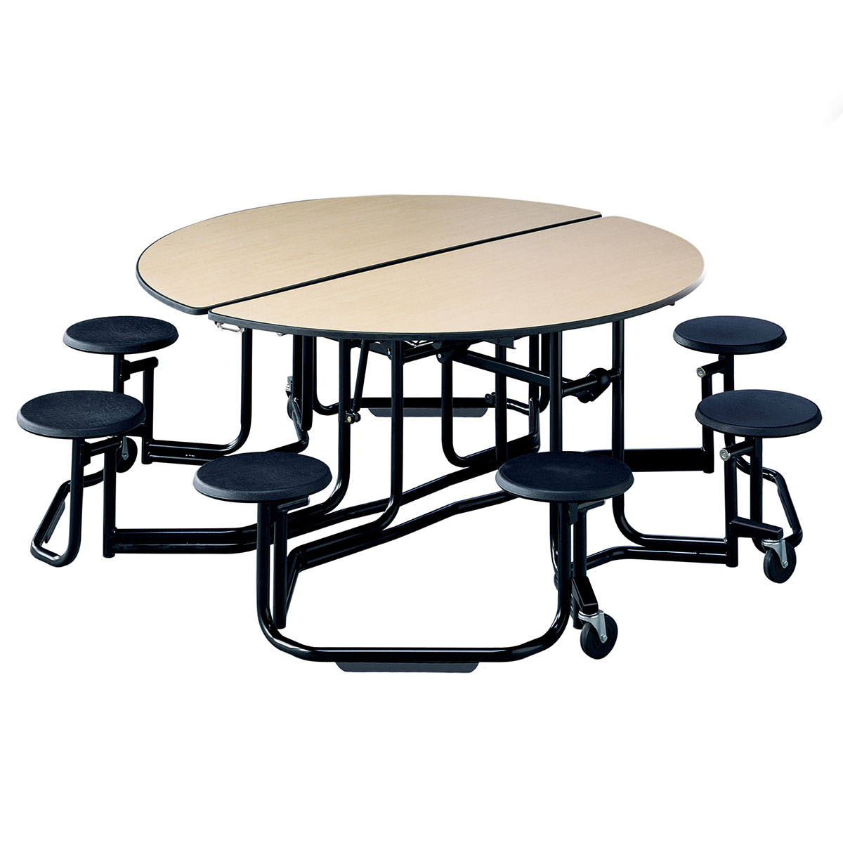 Uniframe Round Mobile Stool Cafeteria Table - 86"Dia | Schools In